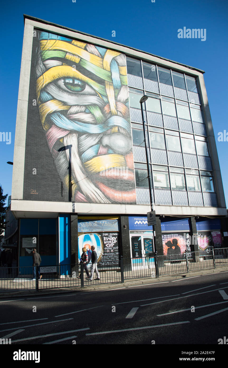 Art on building wall in Croydon, South London, England Stock Photo - Alamy