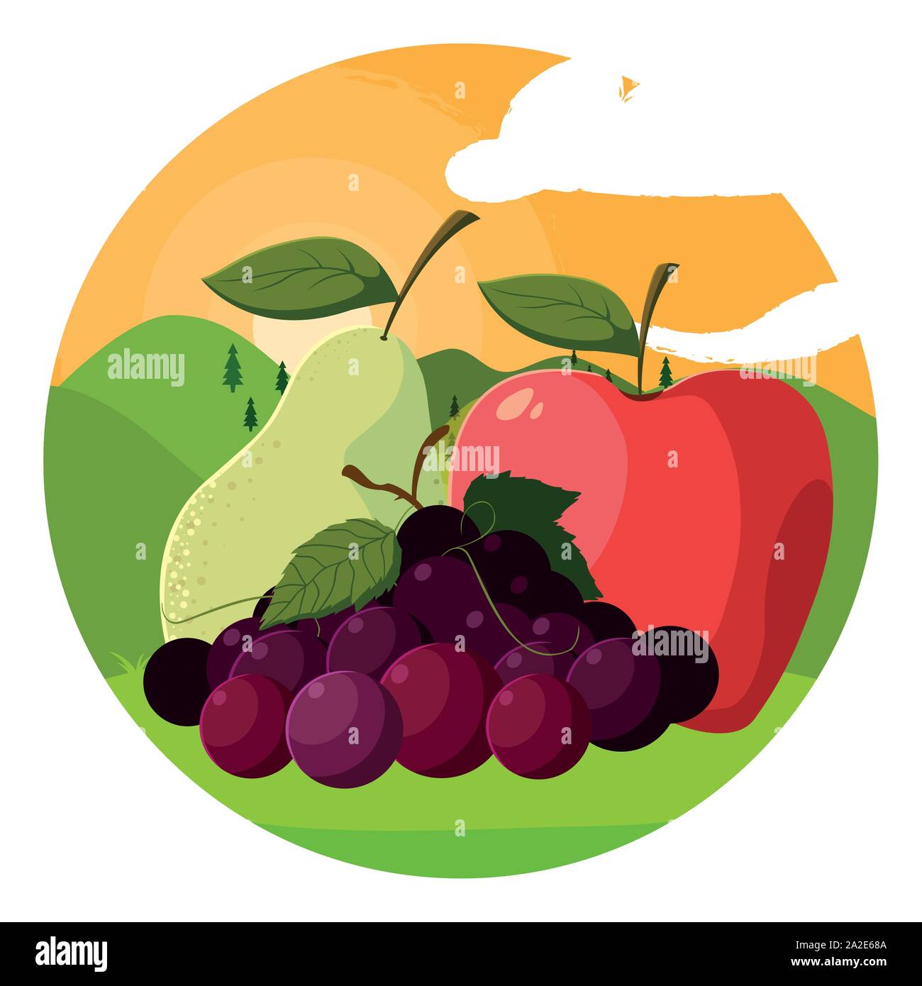 Fruits set design, Healthy organic food sweet nature juicy and tropical ...