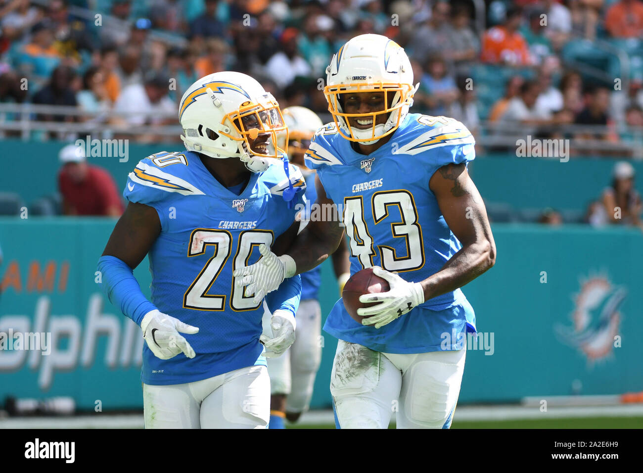 Miami Gardens FL, USA. 29th Sep, 2019. Michael Davis #43 of Los Angeles ...