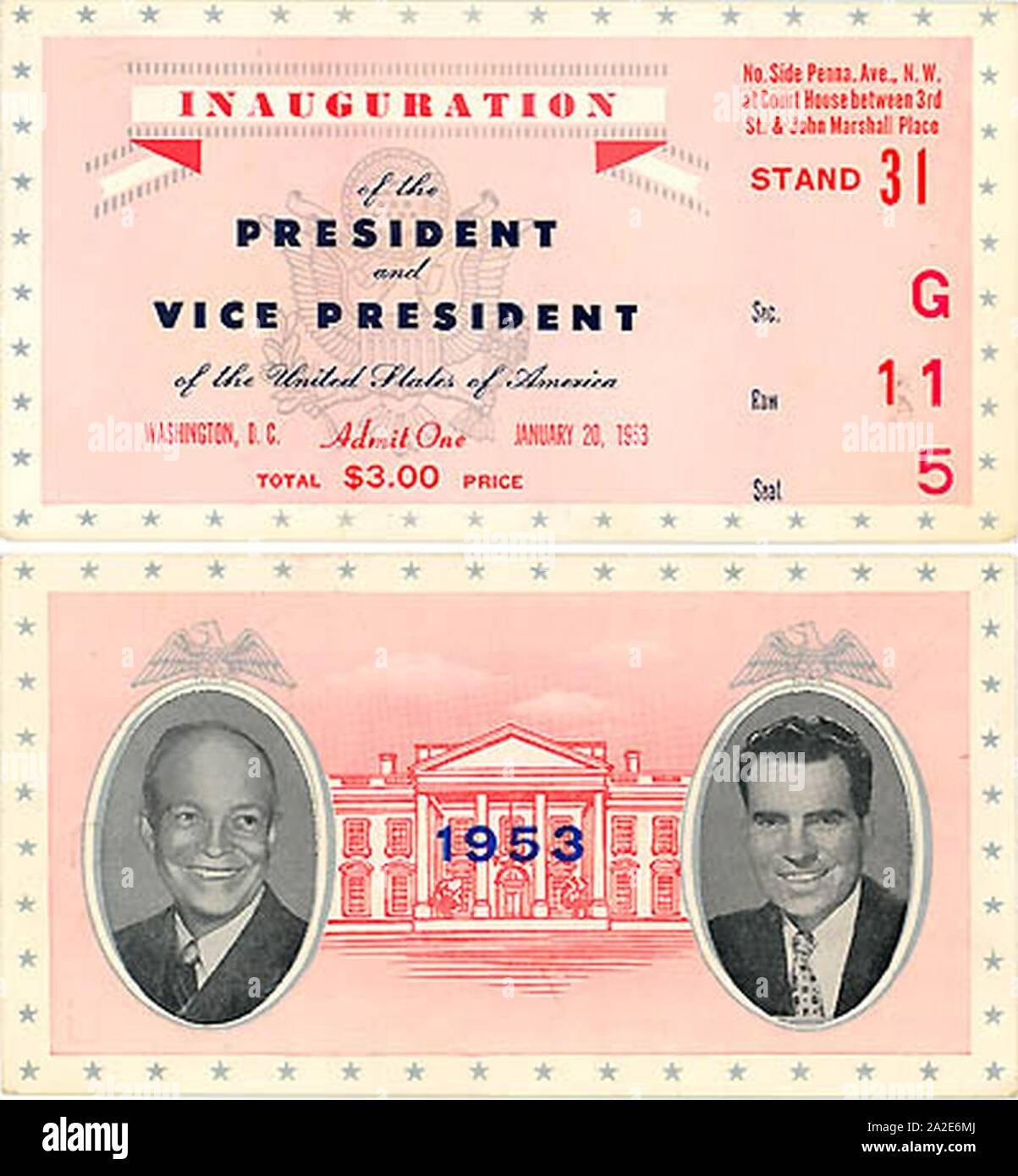 Eisenhower Inauguration ticket Stock Photo - Alamy