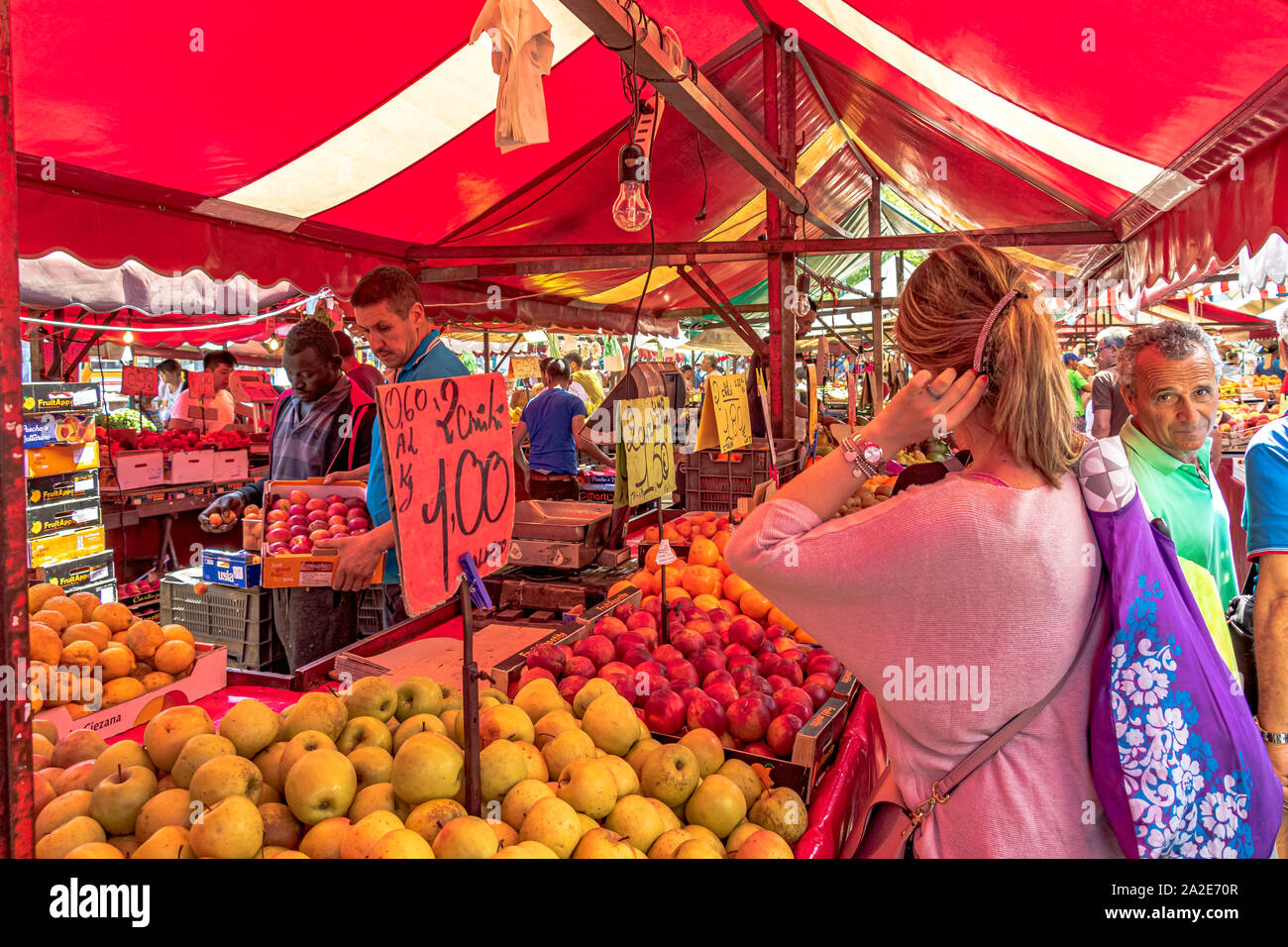People shopping at Mercato di Porta Palazzo ,one of the largest open ...