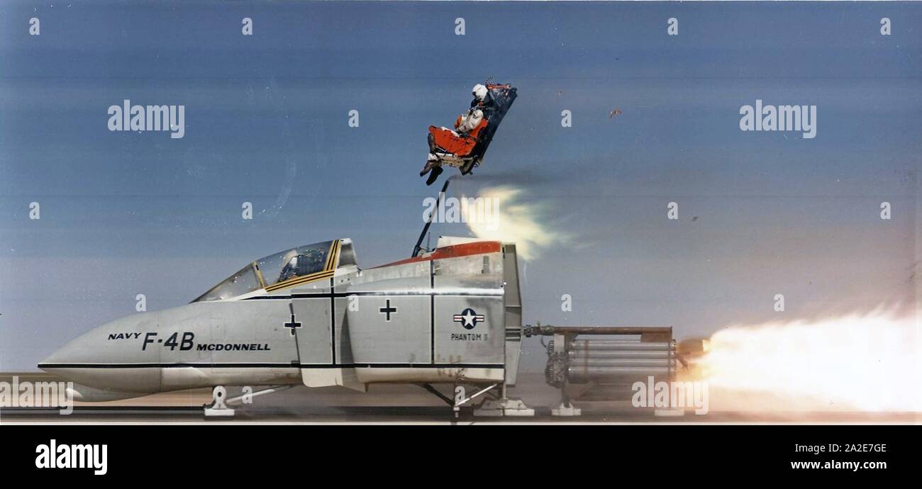 Ejection seat test at China Lake with F-4B cockpit 1967 Stock Photo - Alamy