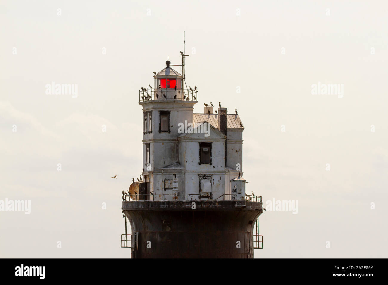Fourteen Foot Bank Lighthouse in the Delaware Bay showing signs of ...