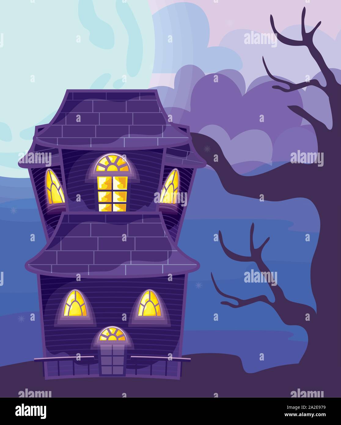 Cartoon Illustration Scary Haunted House High Resolution Stock ...