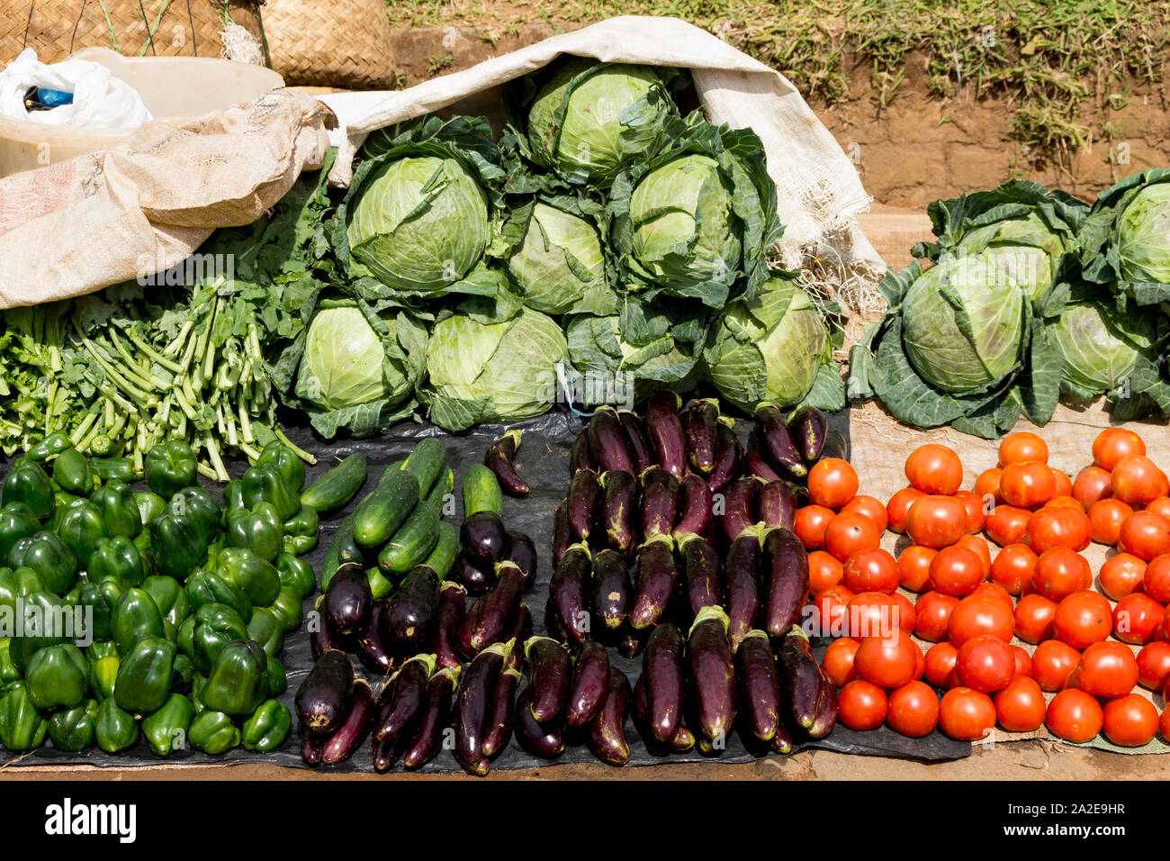 A collection of vegetables for sale in a market in Mzuzu, Malawi Stock ...