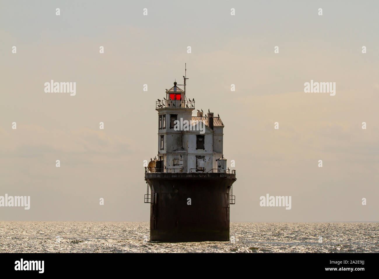Fourteen Foot Bank Lighthouse in the Delaware Bay showing signs of ...