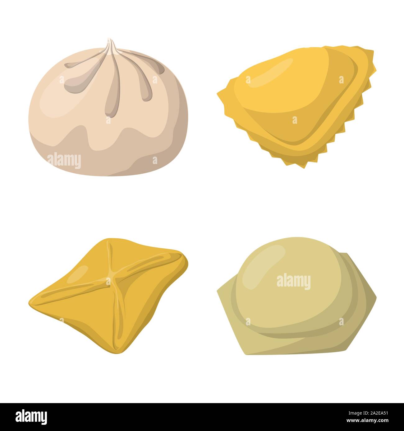 Vector illustration of dumplings and food sign. Set of dumplings and ...