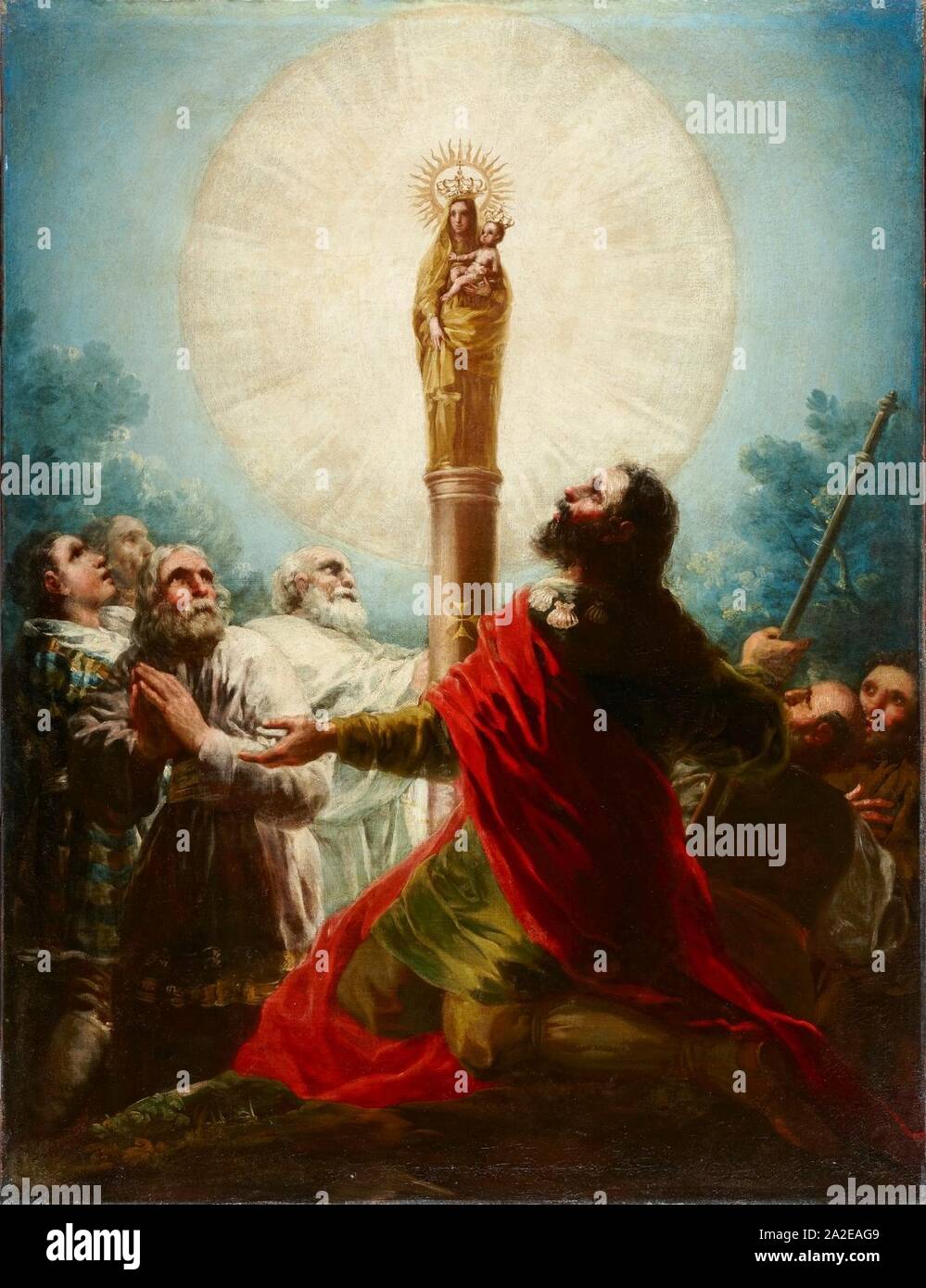 El apóstol Santiago y sus discípulos adorando a la Virgen del Pilar ...