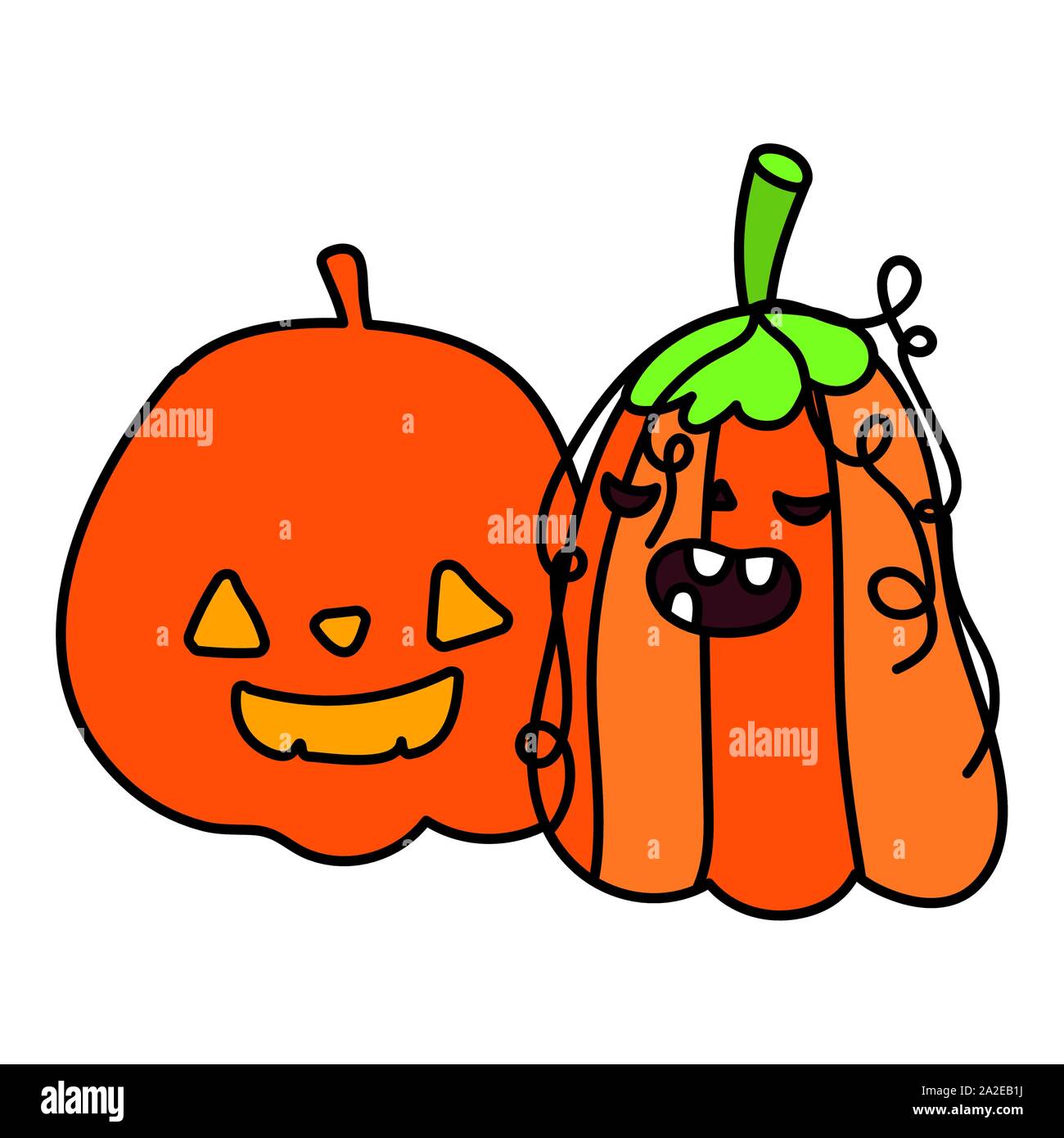 pumpkins trick or treat happy halloween vector illustration Stock ...