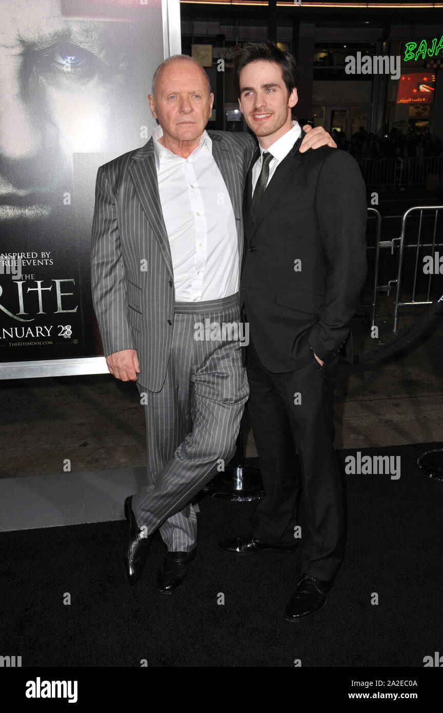 LOS ANGELES, CA. January 26, 2011: Sir Anthony Hopkins & Colin O ...