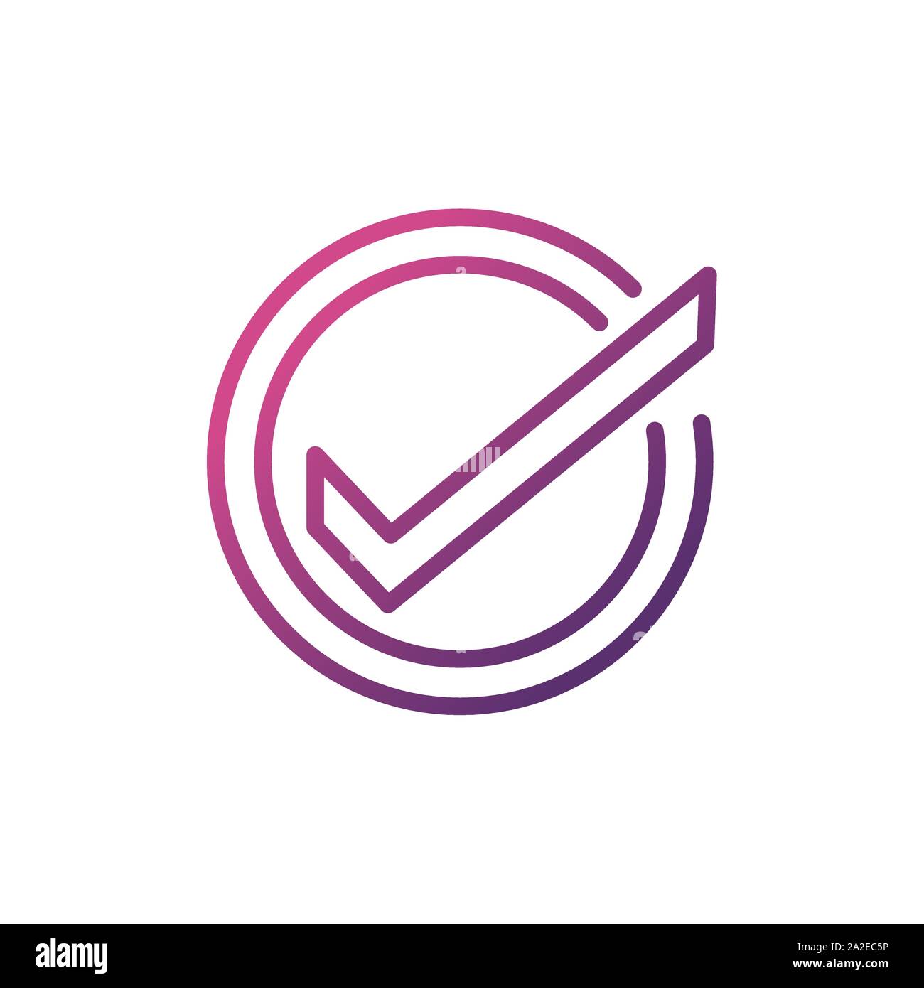 check mark network social media icon line gradient vector illustration ...