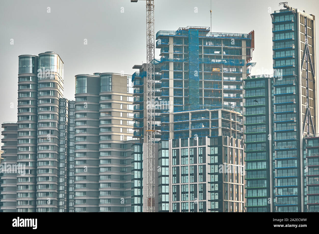 London, U.K. - Jan 21, 2019: Construction of new developments along ...