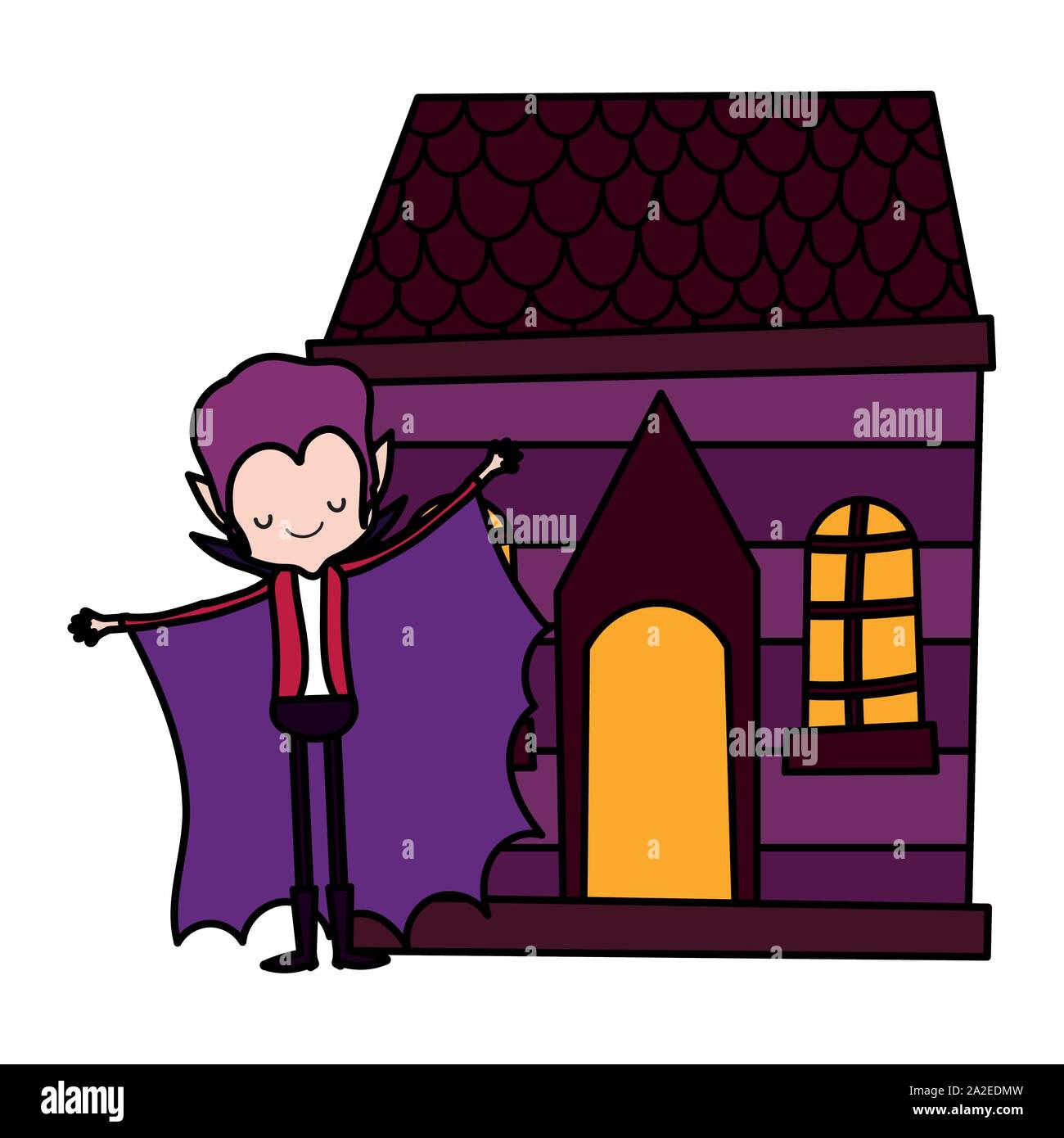 dracula character castle trick or treat happy halloween vector ...