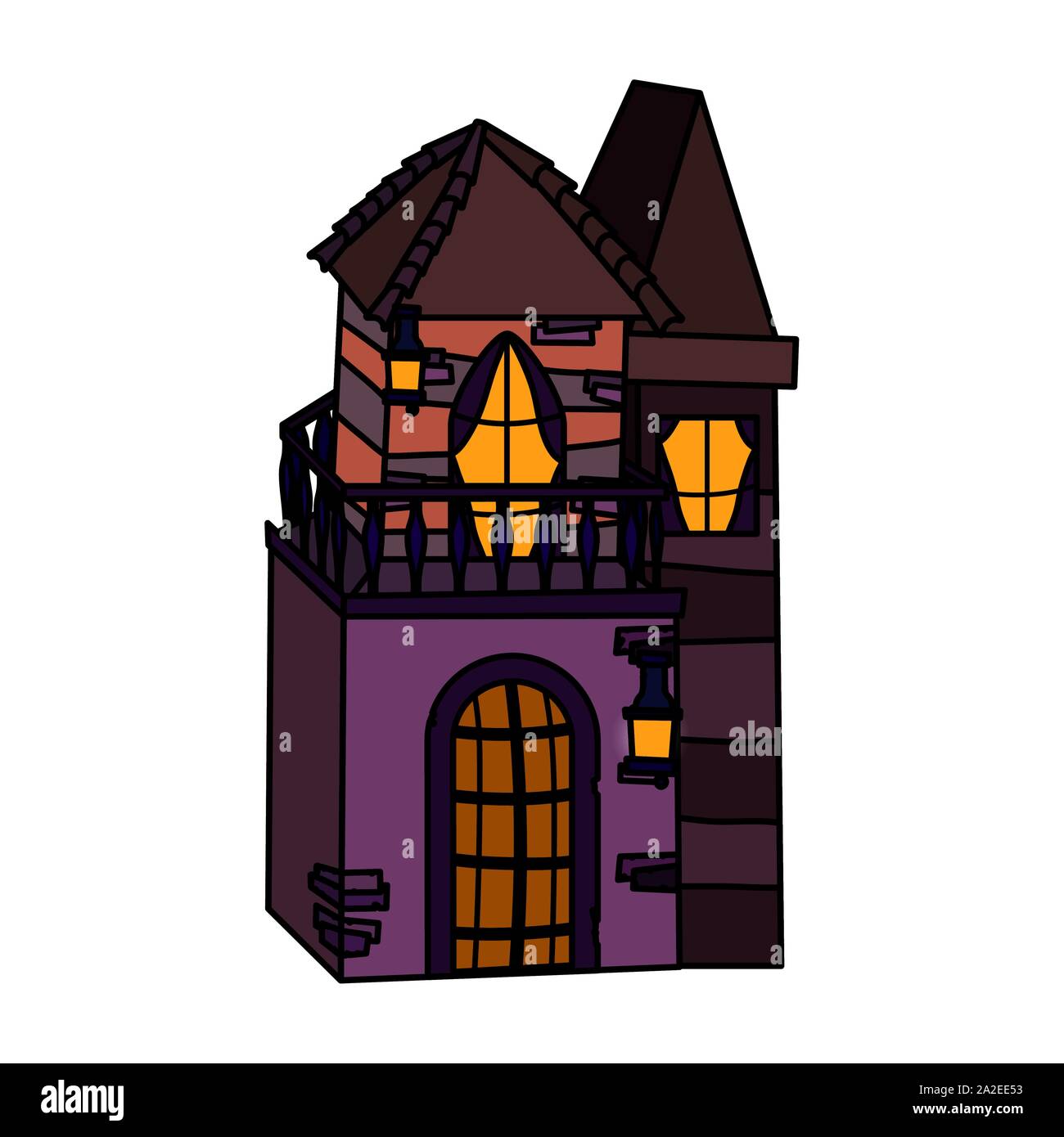 creepy castle trick or treat happy halloween vector illustration Stock ...