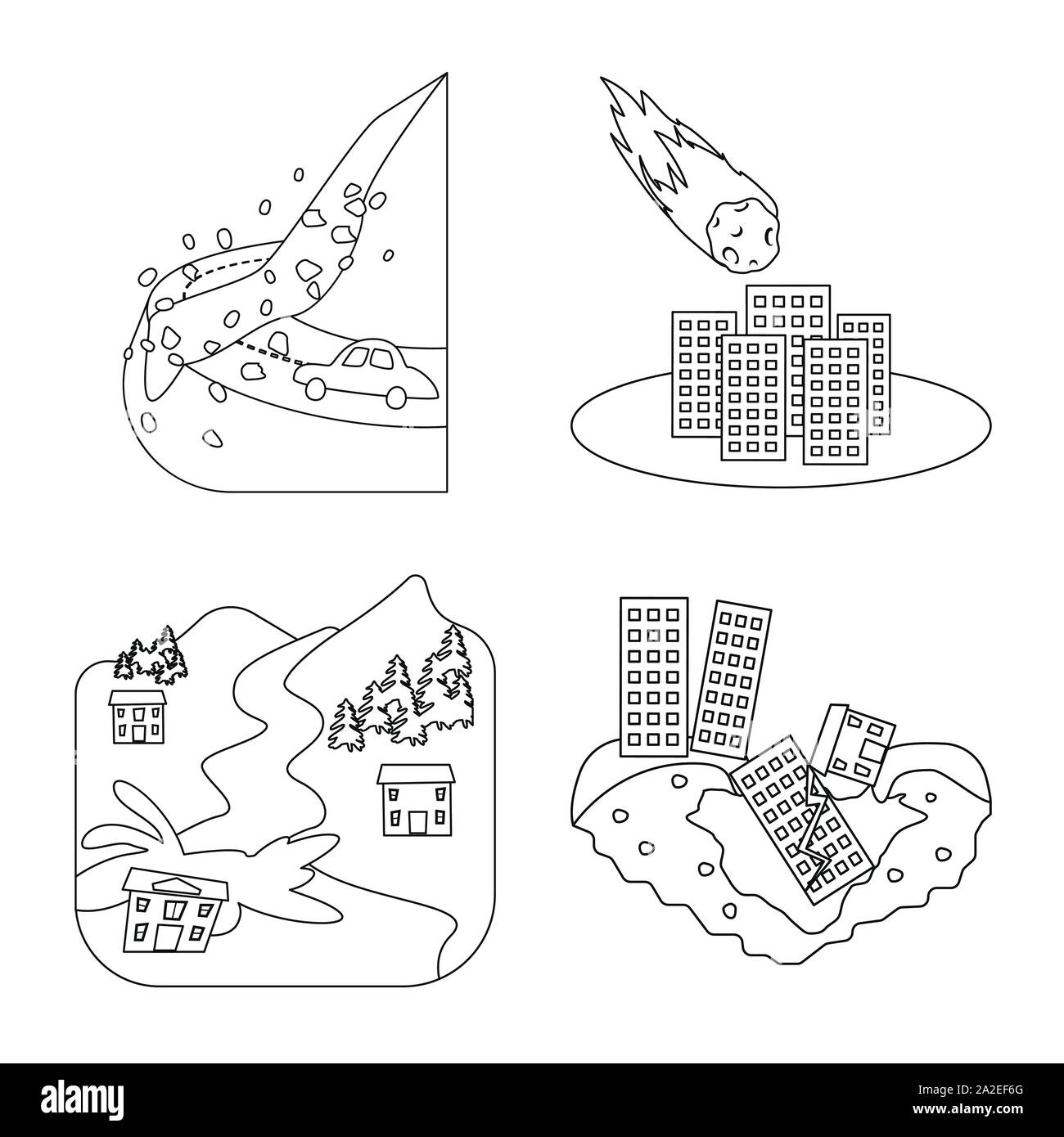 Vector illustration of cataclysm and disaster symbol. Collection of ...