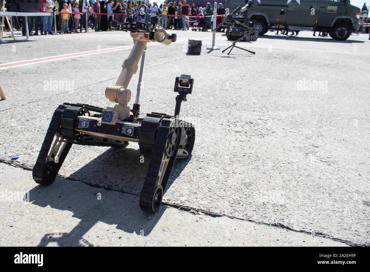 Bomb destruction robot close-up. Bomb destruction robot close-up ...