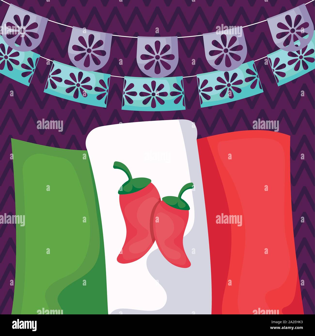Mexican flag with pepper chilli , jalapeno vector illustration design ...