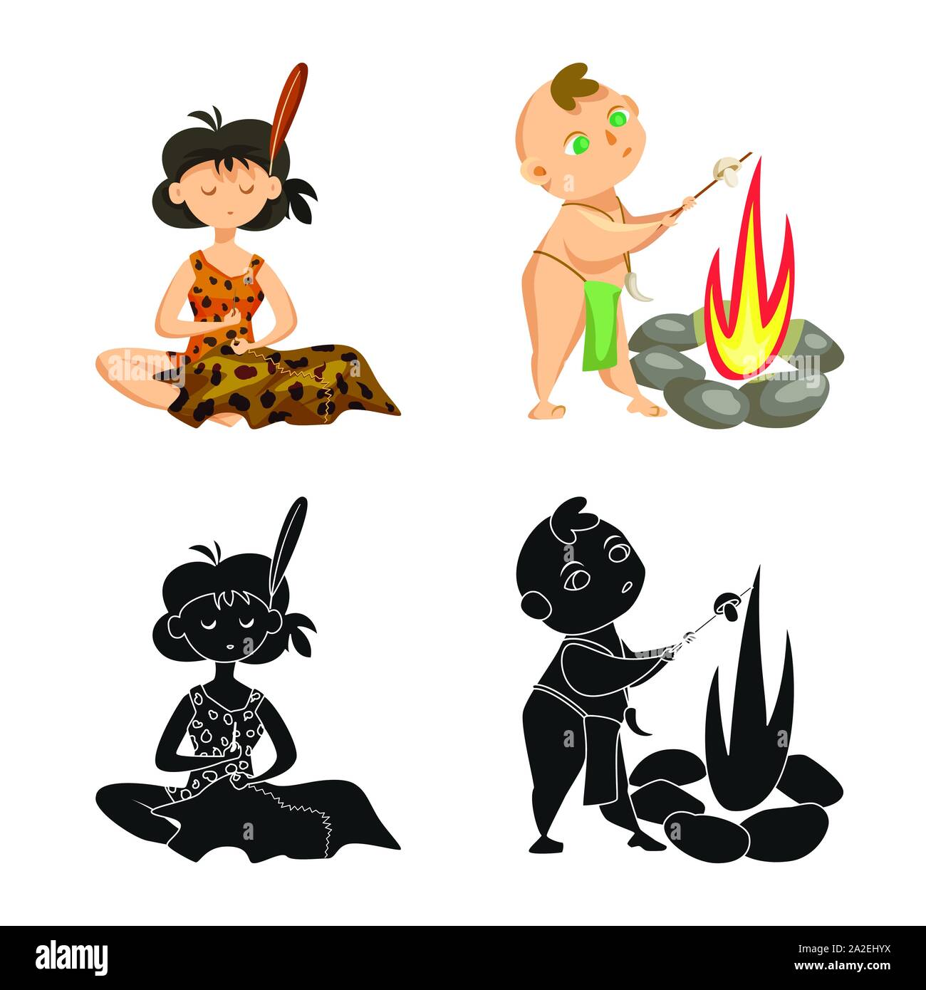 Vector design of evolution and prehistory logo. Set of evolution and ...