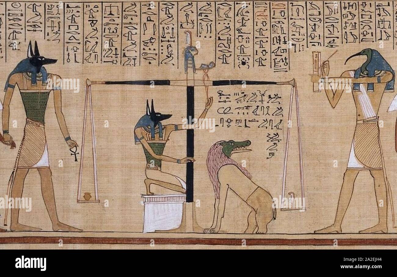 El pesado del corazón en el Papiro de Hunefer Stock Photo - Alamy