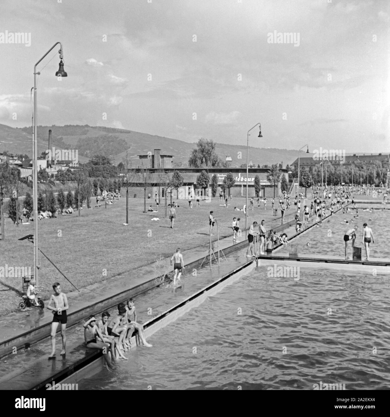 Indoor public swimming pool Black and White Stock Photos & Images - Alamy
