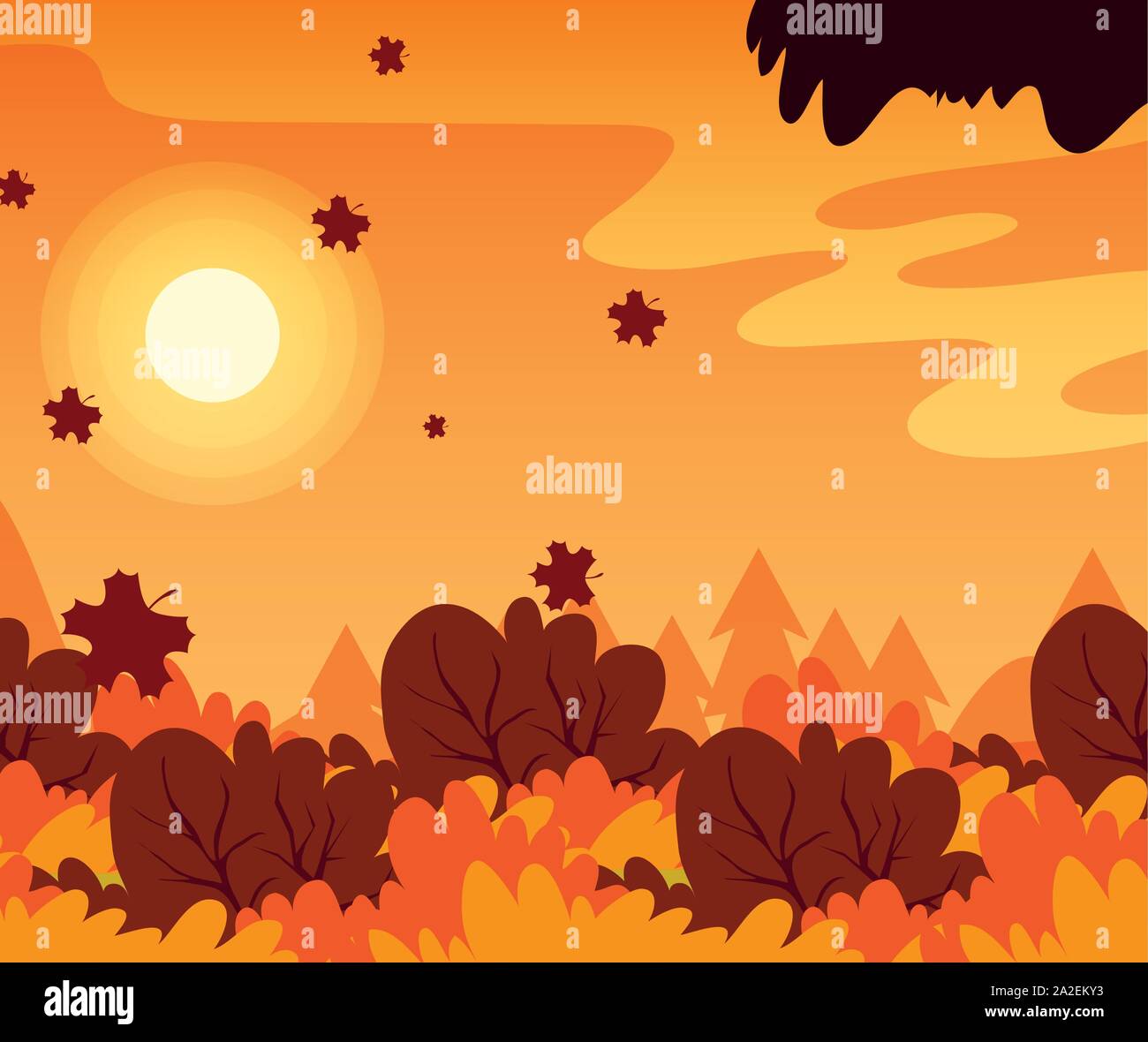 Autumn landscape design, season nature ornament garden decoration and ...