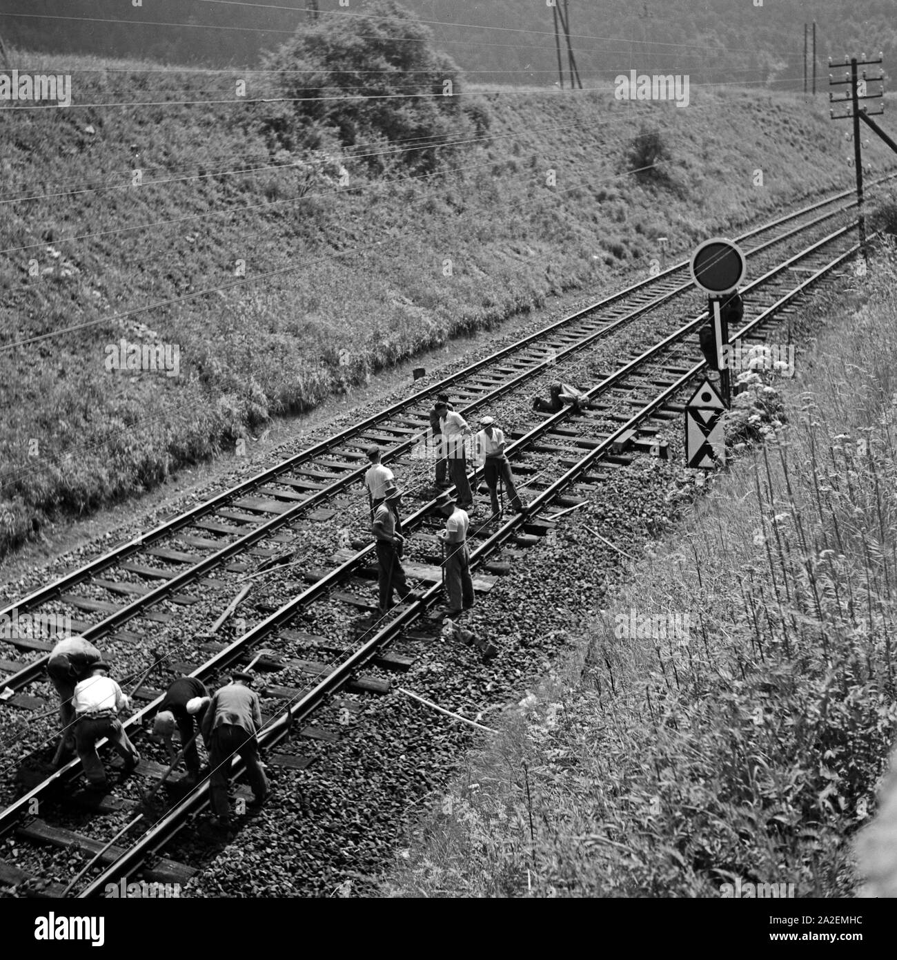 Railway worker working on Black and White Stock Photos & Images - Alamy