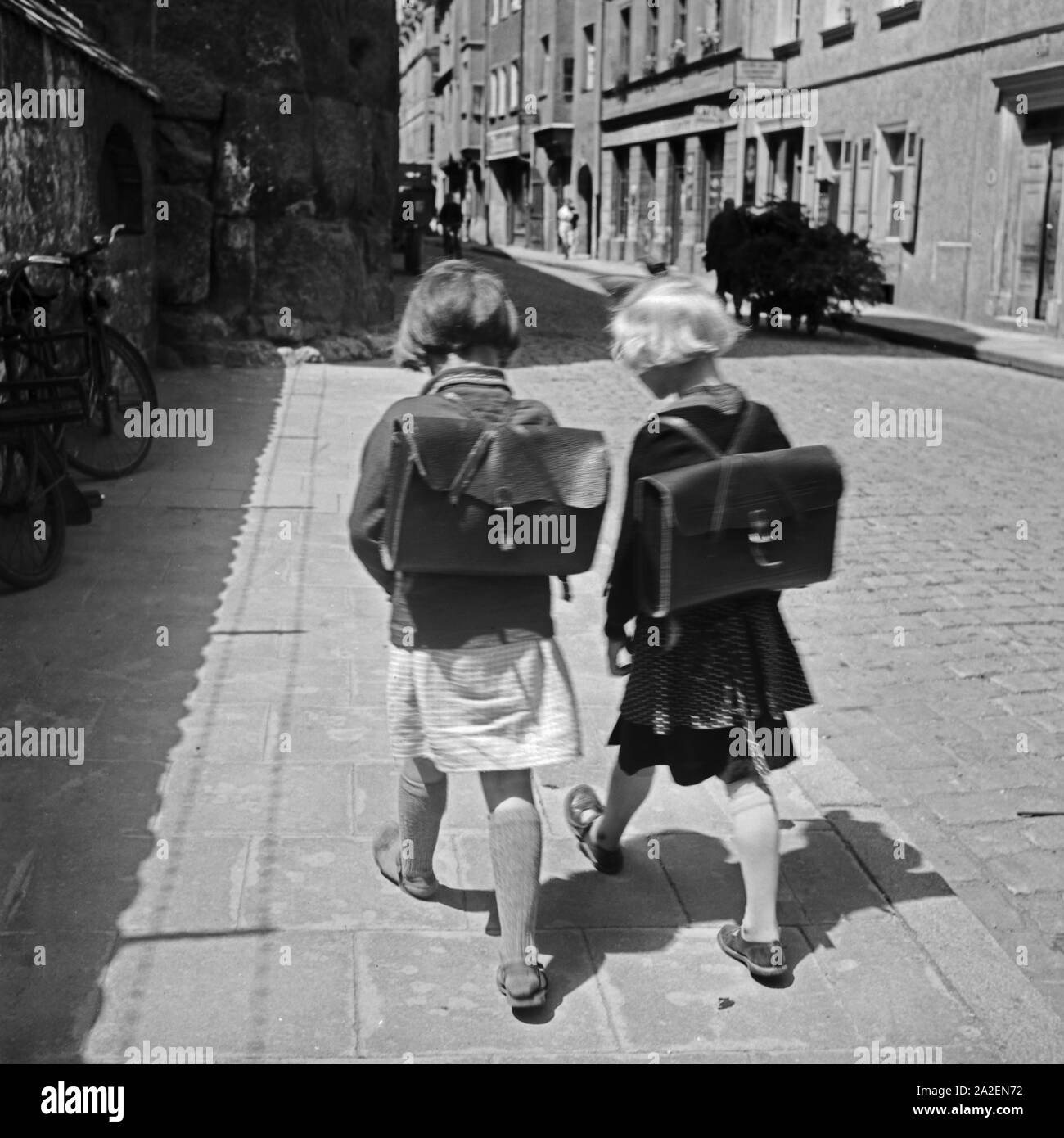 Two school girls Black and White Stock Photos & Images - Alamy