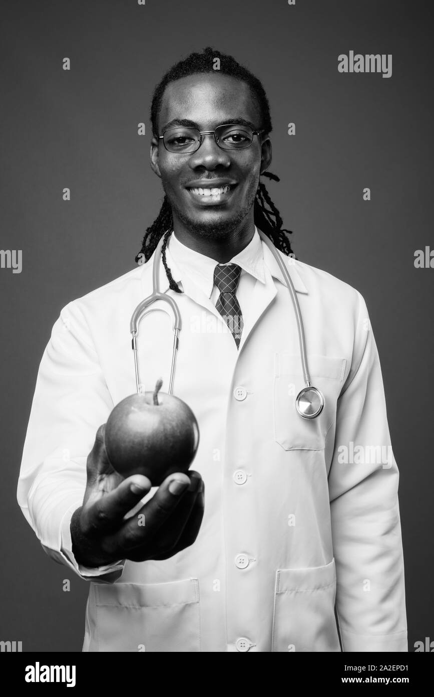 African american black doctor man stethoscope Black and White Stock ...