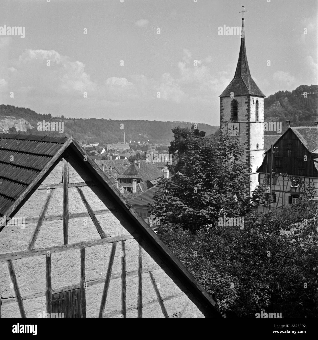 Deutschland 1930er jahre protestant church at sulz at river neckar hi ...