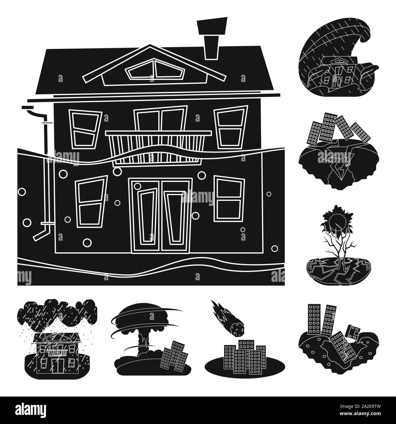 Vector illustration of calamity and crash logo. Set of calamity and ...