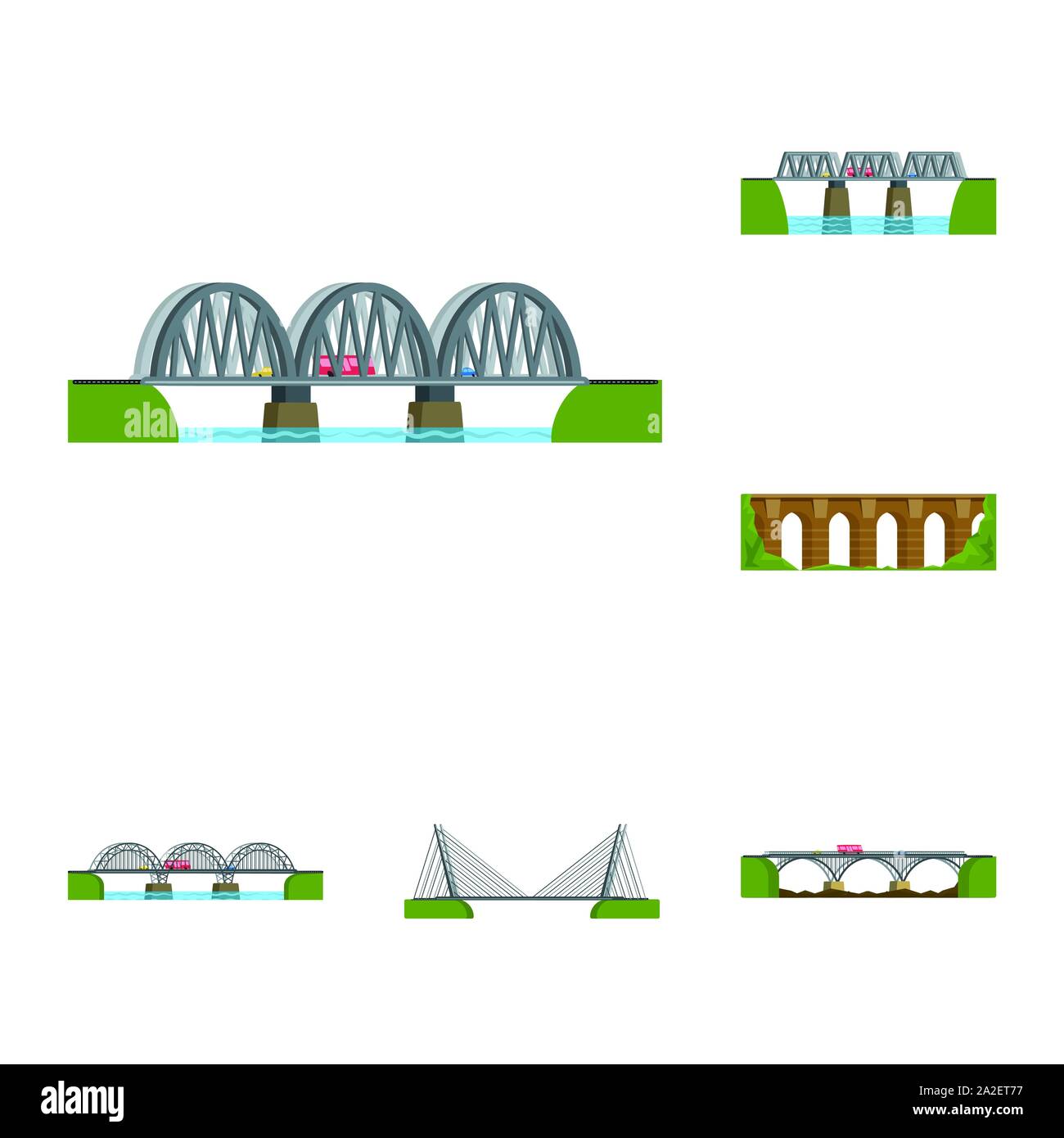Vector illustration of bridgework and bridge logo. Set of bridgework ...