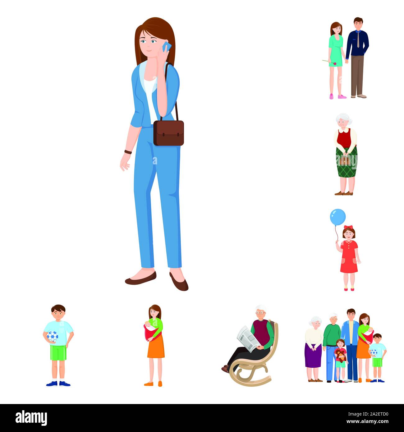 Vector illustration of family and people icon. Set of family and avatar ...