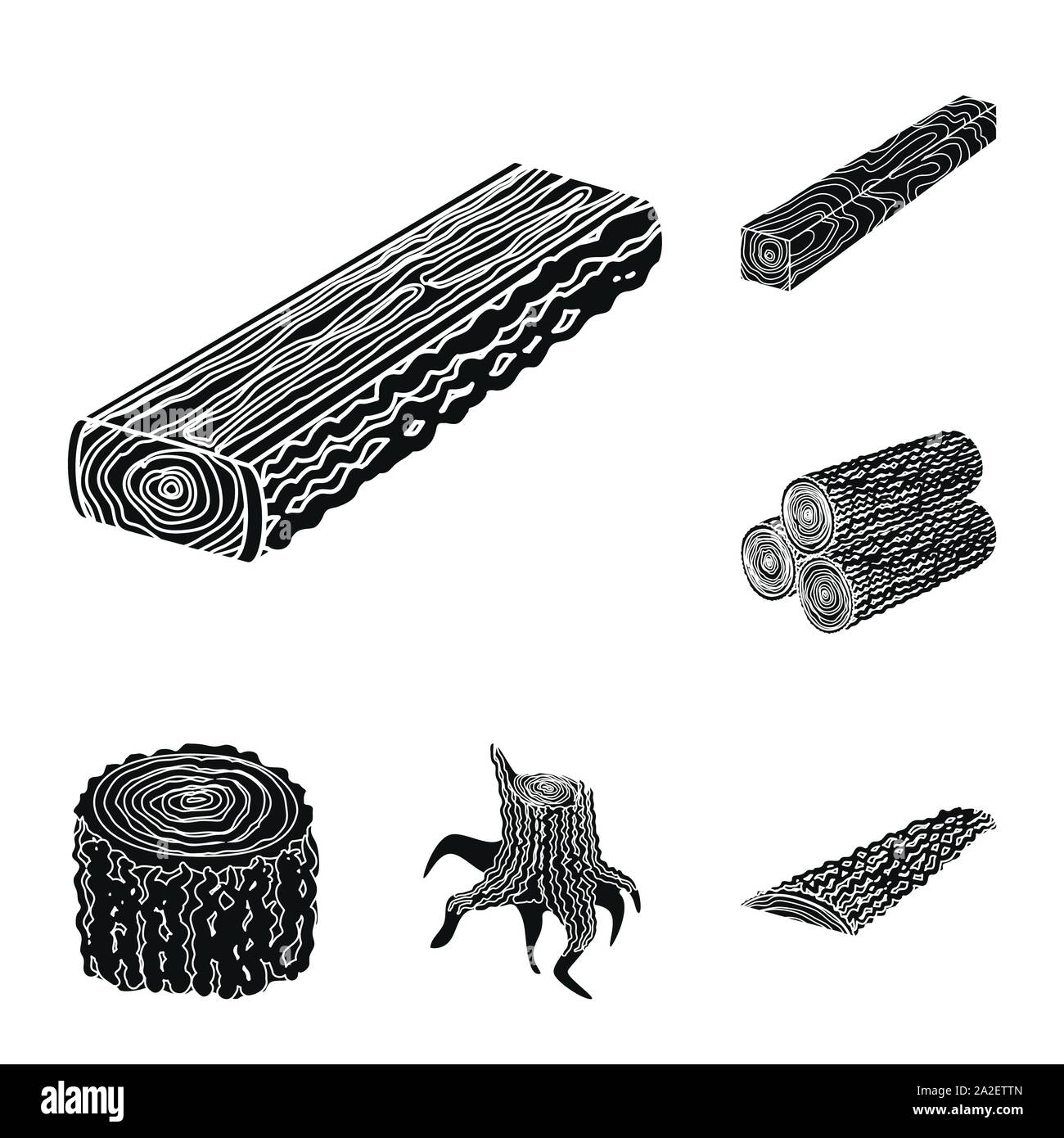 Vector illustration of hardwood and construction sign. Set of hardwood ...