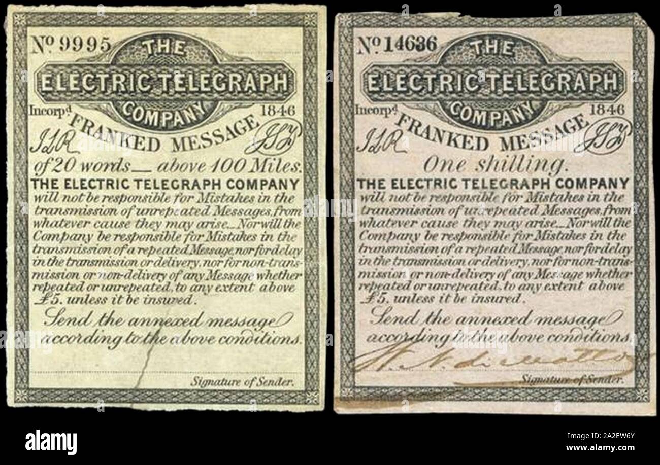 Electric Telegraph Company stamps 1854 Stock Photo - Alamy