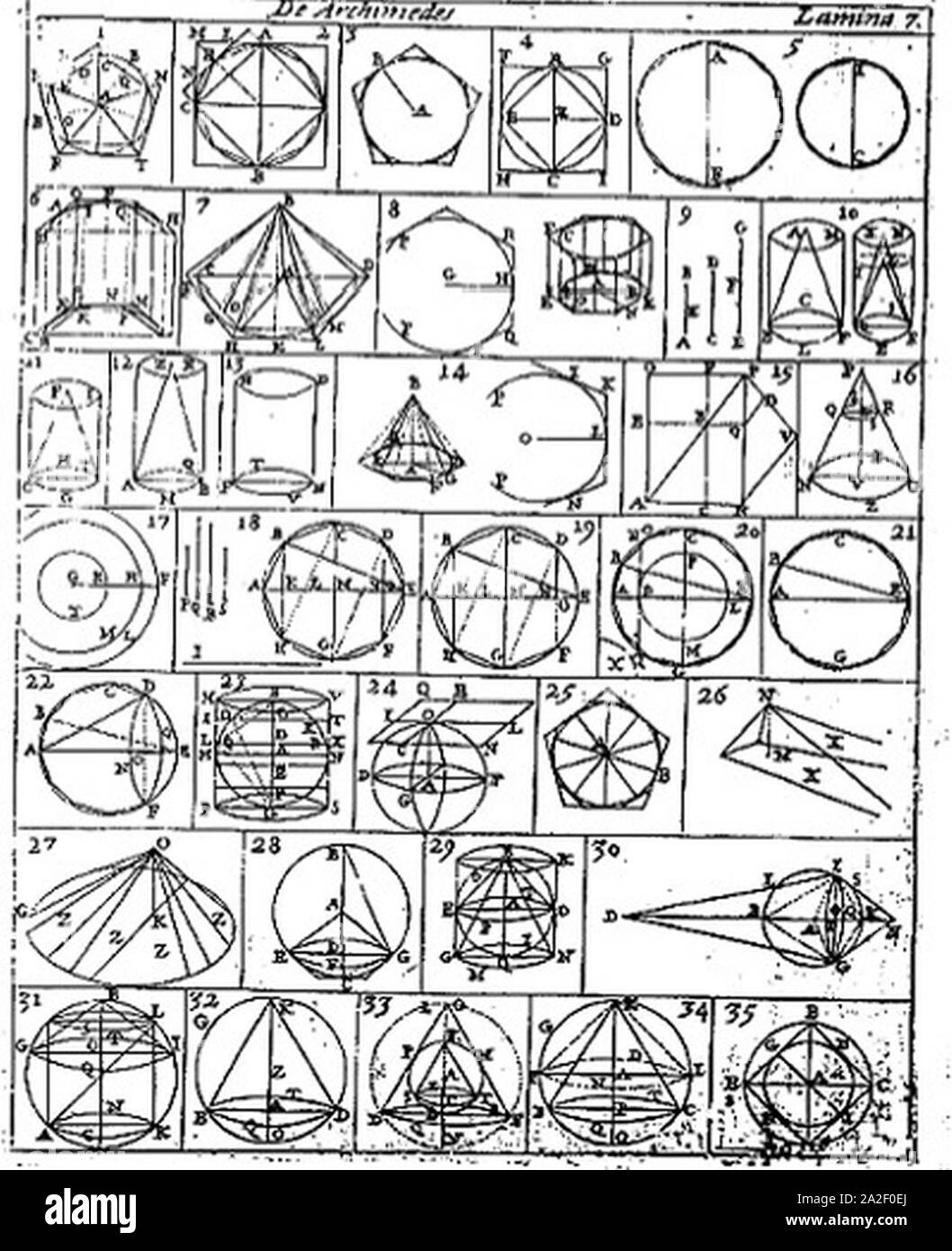 Elementos geometricos de euclides lamina apendice Arquímedes 1689 Stock ...
