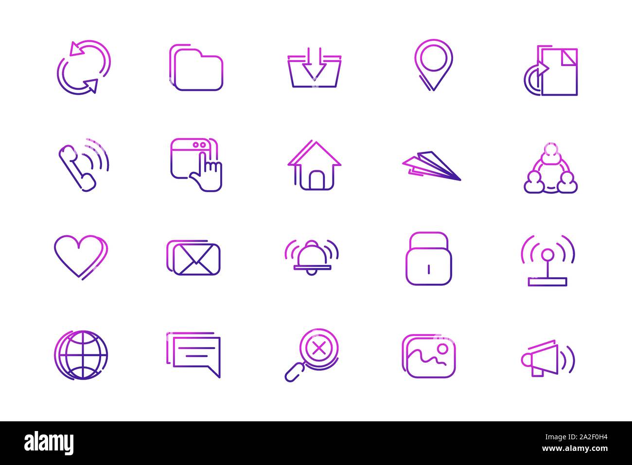 set of network social media icons line gradient vector illustration ...