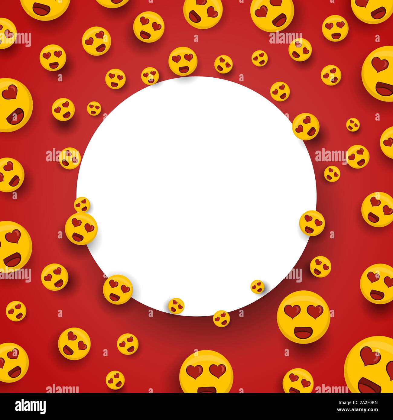 Love yellow emoticon icons on white copy space frame template. Romantic ...