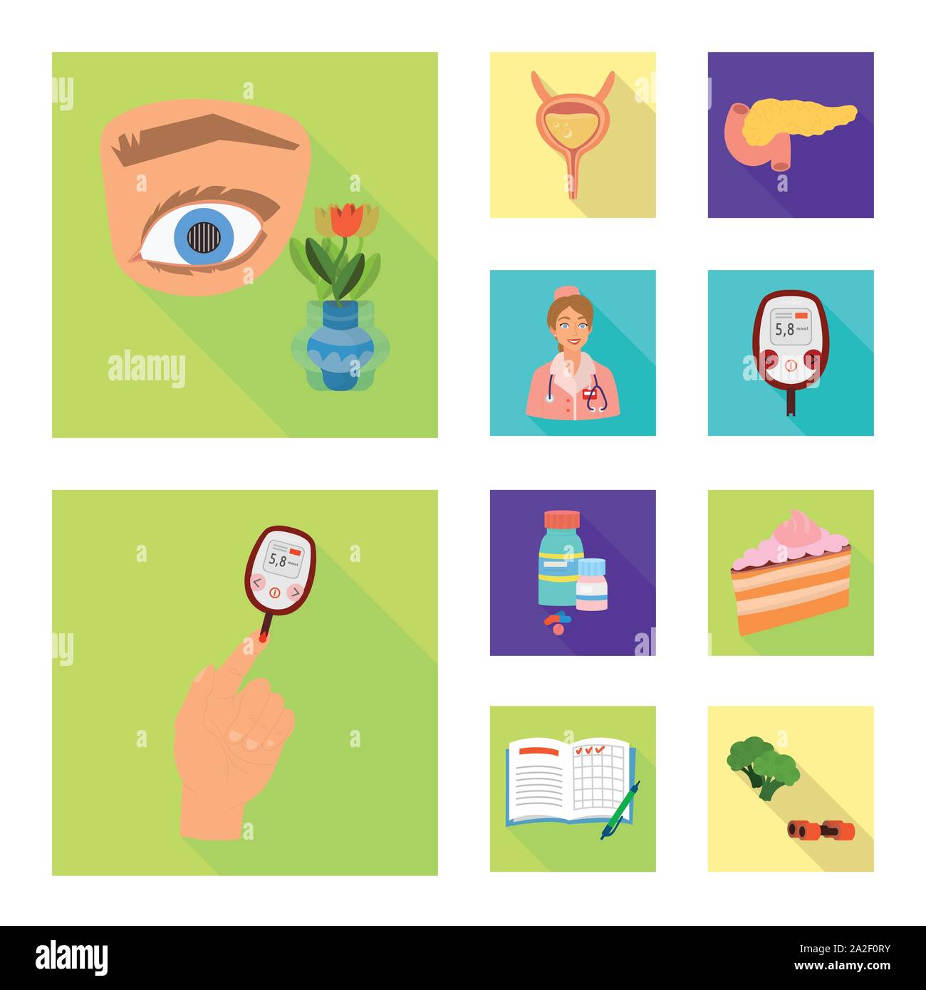 Vector illustration of symptom and disease symbol. Set of symptom and ...