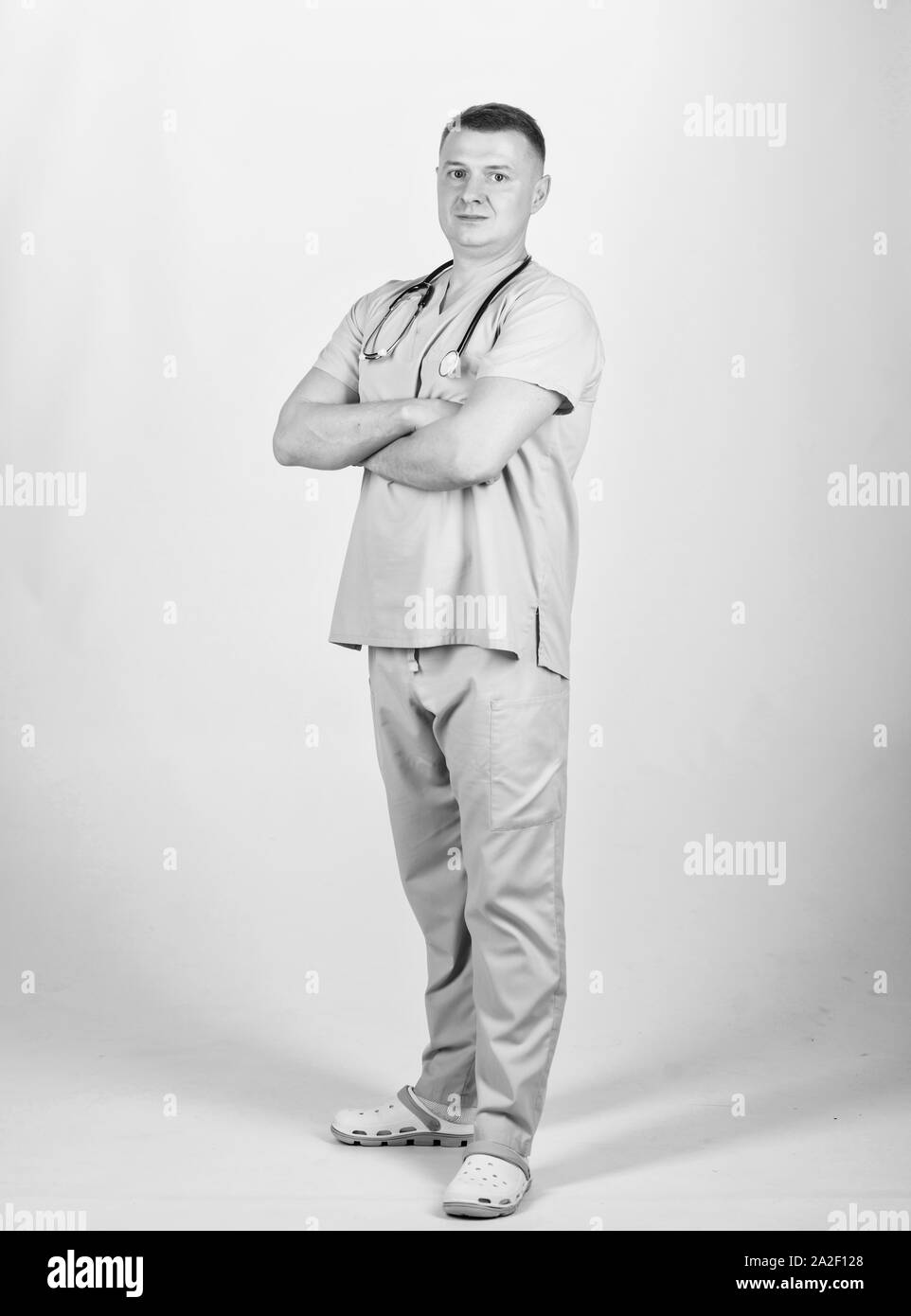 Man doctor stethoscope physician uniform. Medicine and health care ...