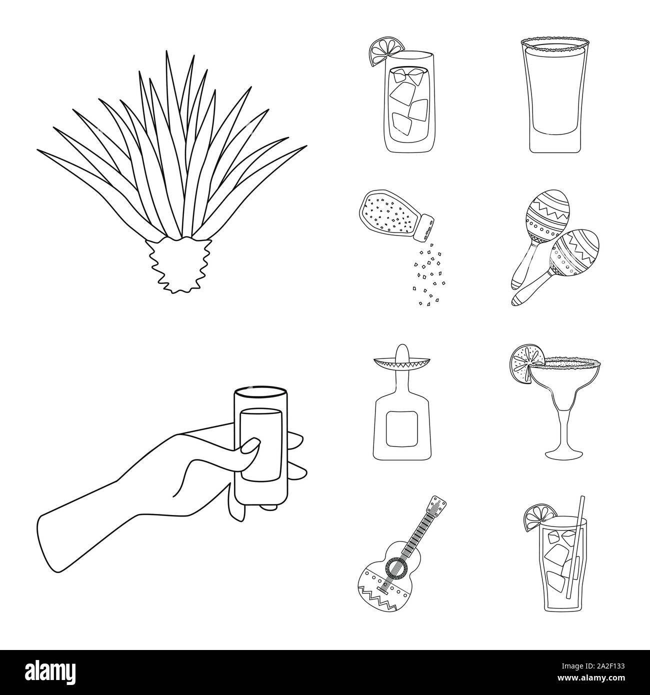 Isolated object of Mexico and tequila symbol. Set of Mexico and fiesta ...