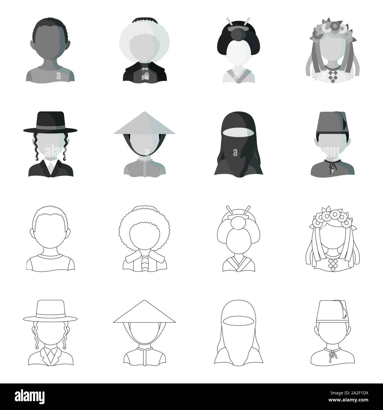 Vector illustration of imitator and resident icon. Set of imitator and ...