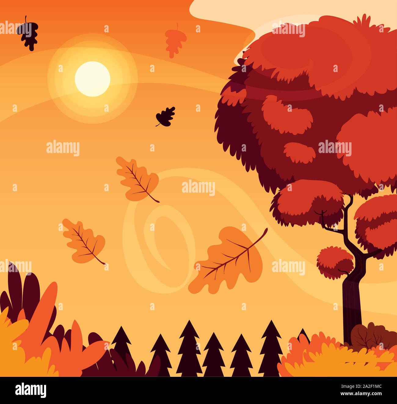 Autumn landscape design, season nature ornament garden decoration and ...