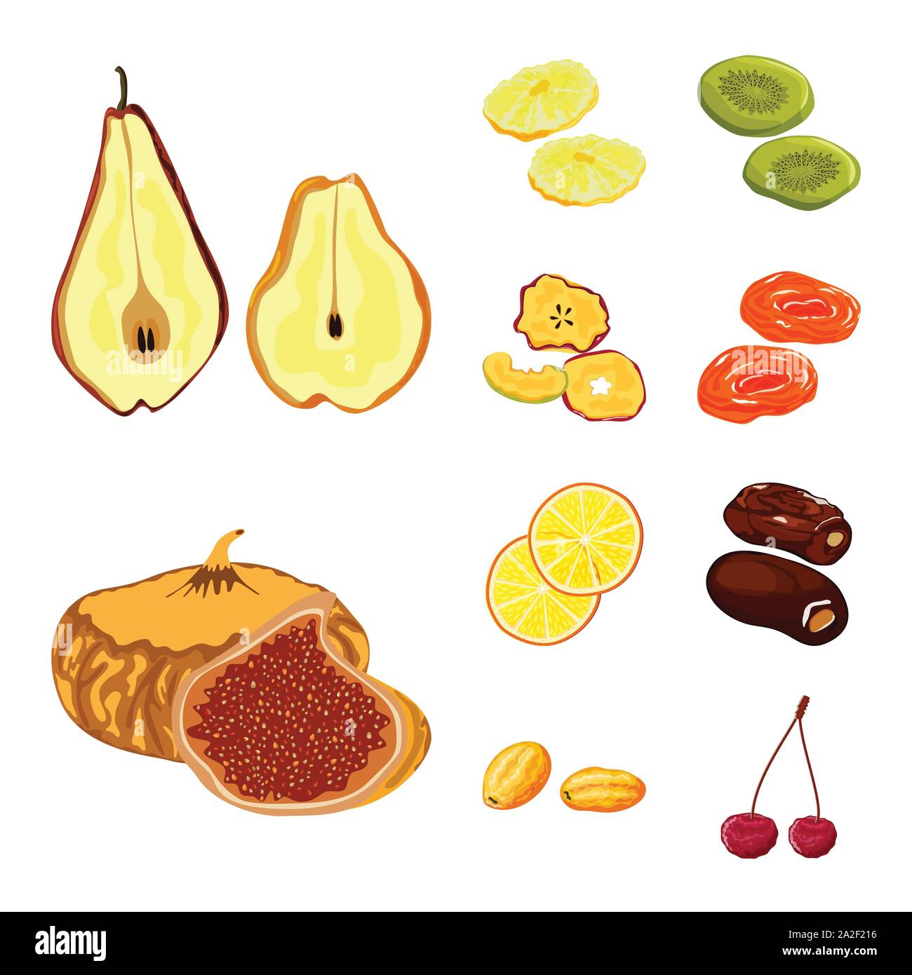 Vector illustration of fruit and dried logo. Set of fruit and food ...
