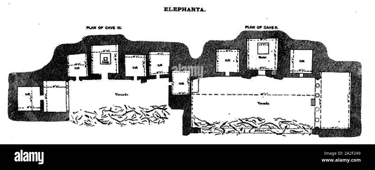 Elephanta cave II and III plans Hindu architecture Stock Photo - Alamy