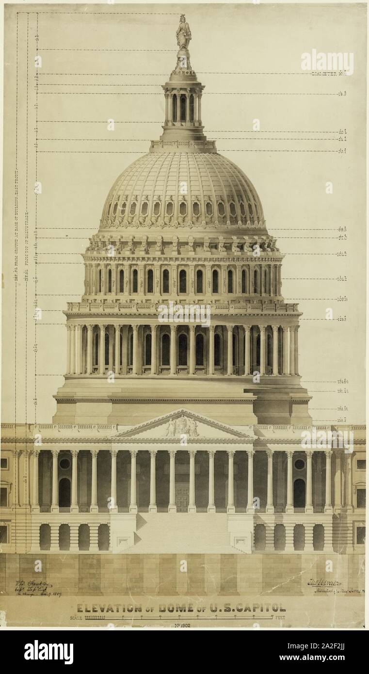 Elevation of dome of U.S. Capitol Stock Photo - Alamy