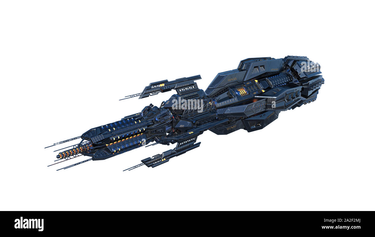 Alien mother ship, UFO spacecraft in flight isolated on white ...