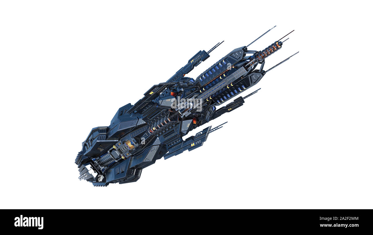 Alien mother ship, UFO spacecraft in flight isolated on white ...