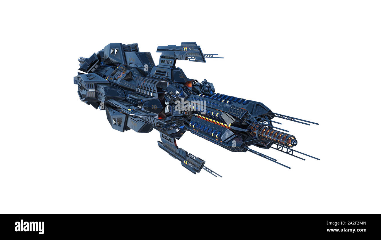 Alien mother ship, UFO spacecraft in flight isolated on white ...