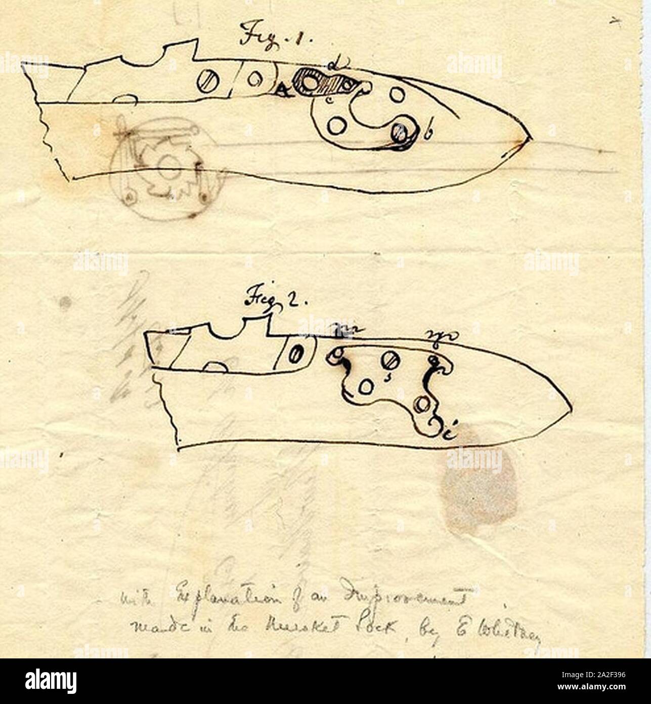 Eli Whitney improvements on musket lock 1816 Stock Photo - Alamy