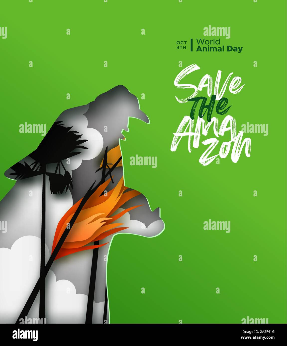 Save the amazon papercut illustration for world animal day. Paper cut ...